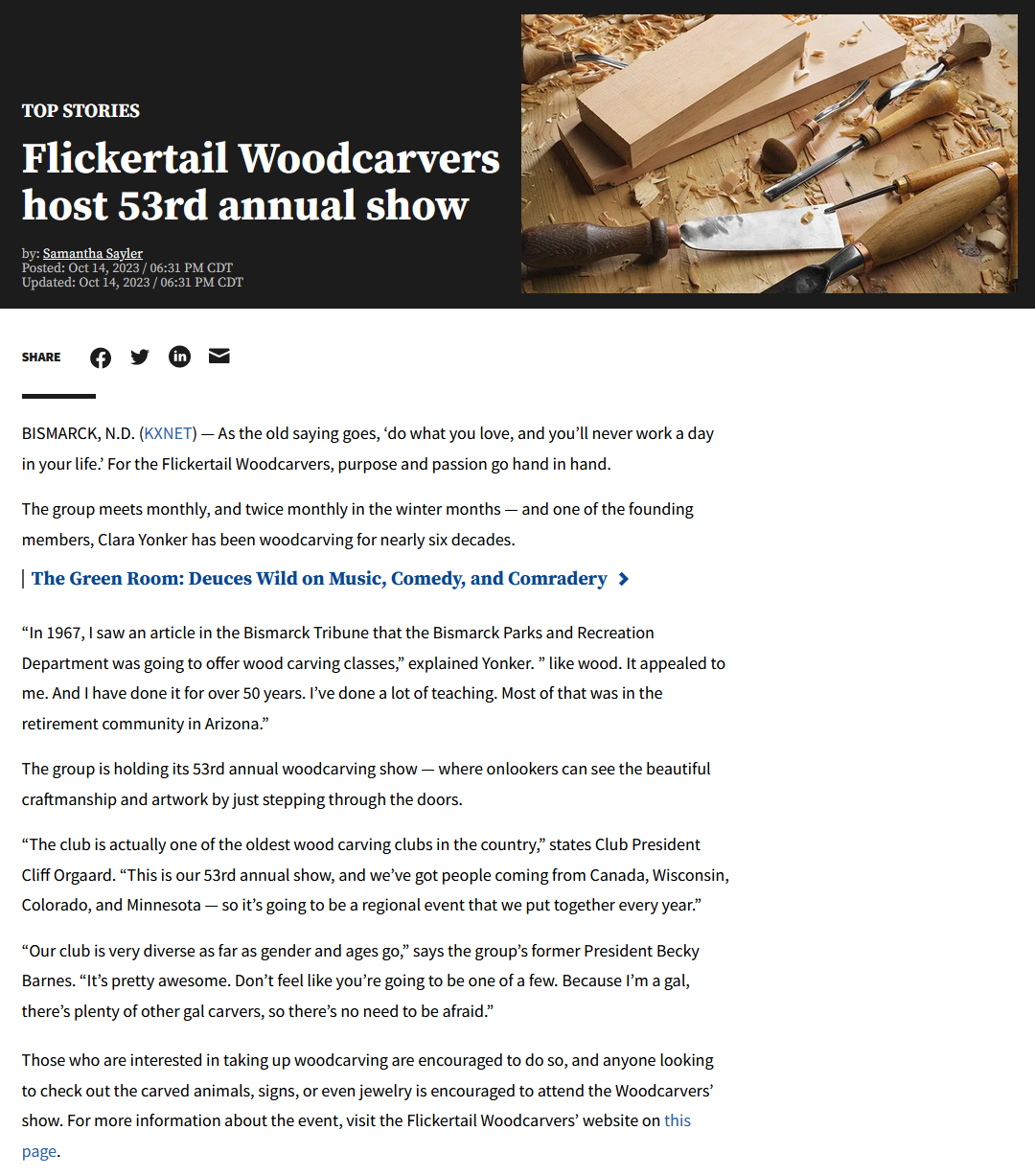 In The News – Flickertail Woodcarvers